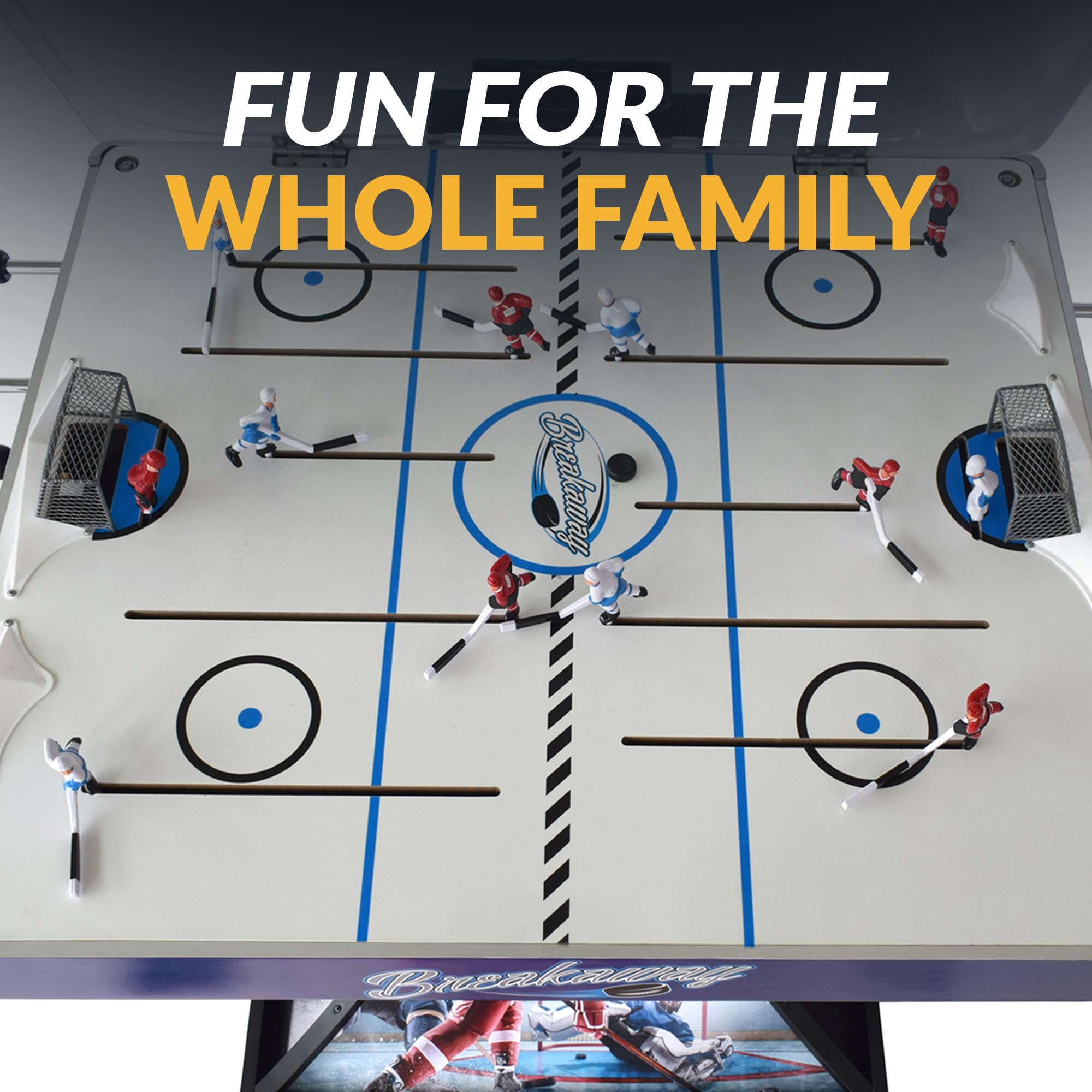 Hathaway Breakaway 41-In Dome Hockey Table for Family Room - With EZ-Grip Handles, Easy-Open Dome Top, LED Scoring Unit, Durable Chrome-Plated Metal Accents & Stable Leg Levelers - Blue/Black Finish