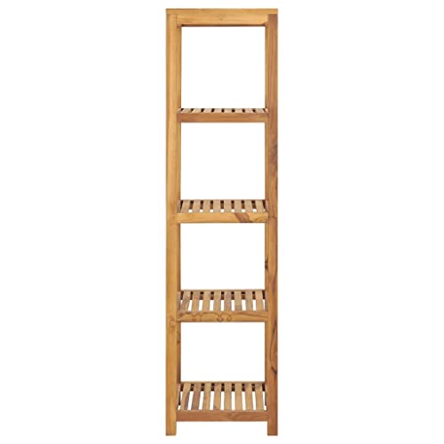 Makastle Bathroom Storage Rack 4-Tier Shelf Freestanding Wood Stand Organizer Multifunctional Shelving Unit Stand Tower for Living Room, Bedroom, Kitchen, Solid Wood Teak 16.5"x16.5"x65"