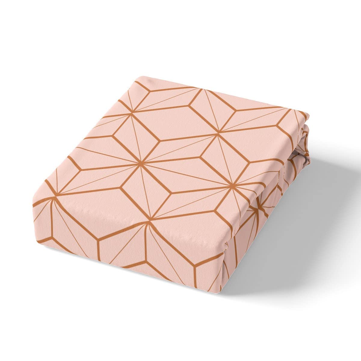 Geometric Bedding Duvet Cover Set Kids Geometry Bedding Set Modern Abstract Art Comforter Cover Set for Boys Room Decor Lightweight Golden Pink Bedspread Cover Full Size with 2 Pillow Case