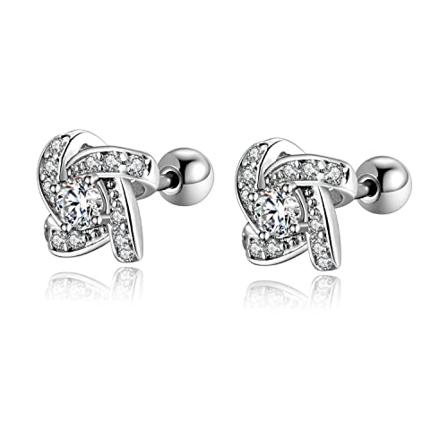 CANDYFANCY 2 Pieces 16g Gem Knit Knot Upper Ear Cartilage Helix Studs Earrings Auricle Piercings 16 Gauges 1/4" 6mm