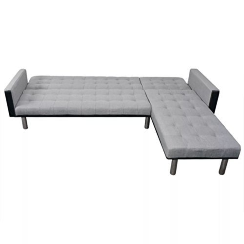 Makastle Fabric L-Shaped Sofa Bed with Armrests Versatile Design Wooden Frame Convertible Seat/Corner Couch Bed/Recliner for Home Living Room Office 86" x 61" x 27"