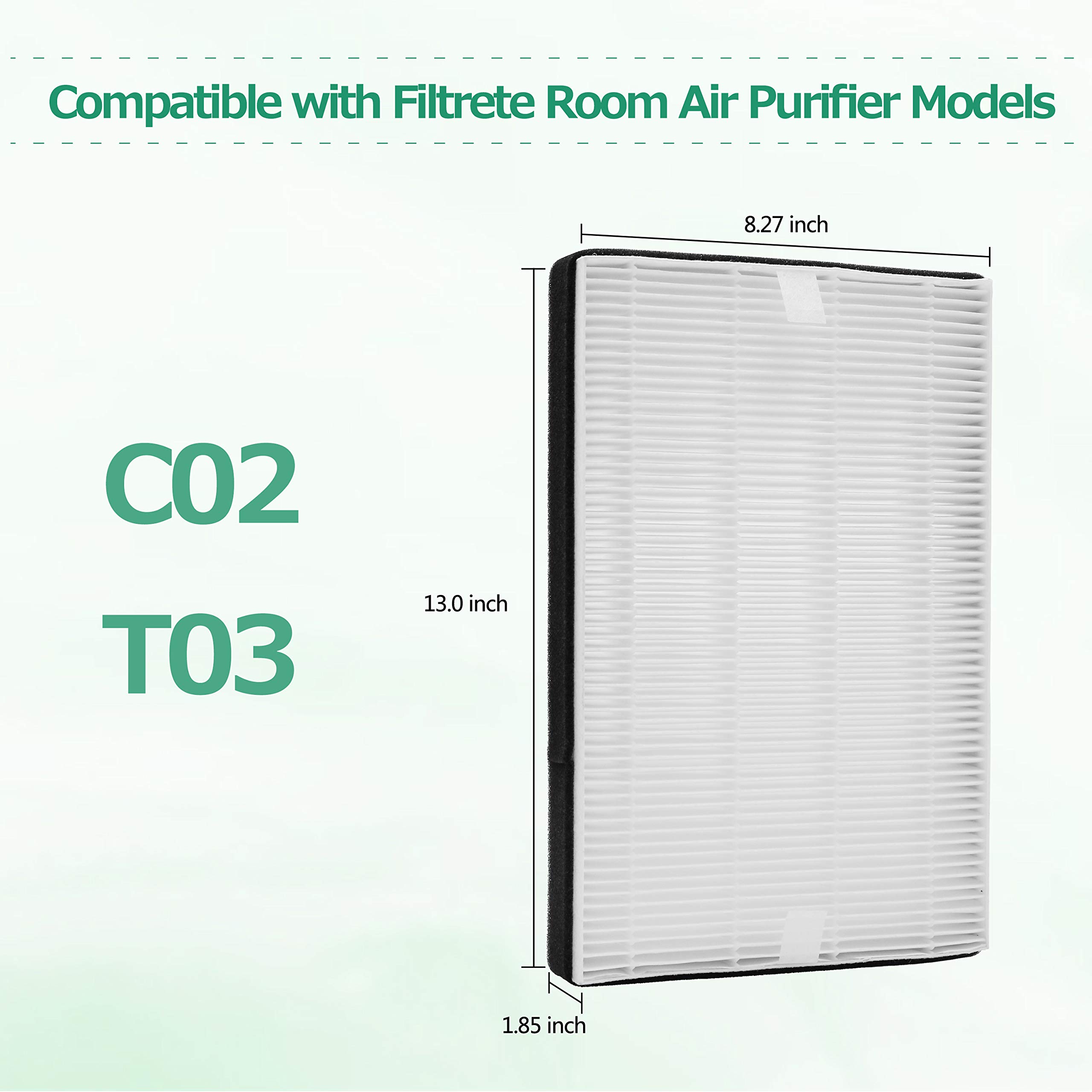Drolma F2 A2 replacement filter, compatible with 3M Filtrete Air Purifier models FAP-C02WA-G2,FAP-C03BA-G2,FAP-C02-F2,FAP-T03-F2 and FAP-TO3-A2, 2pack