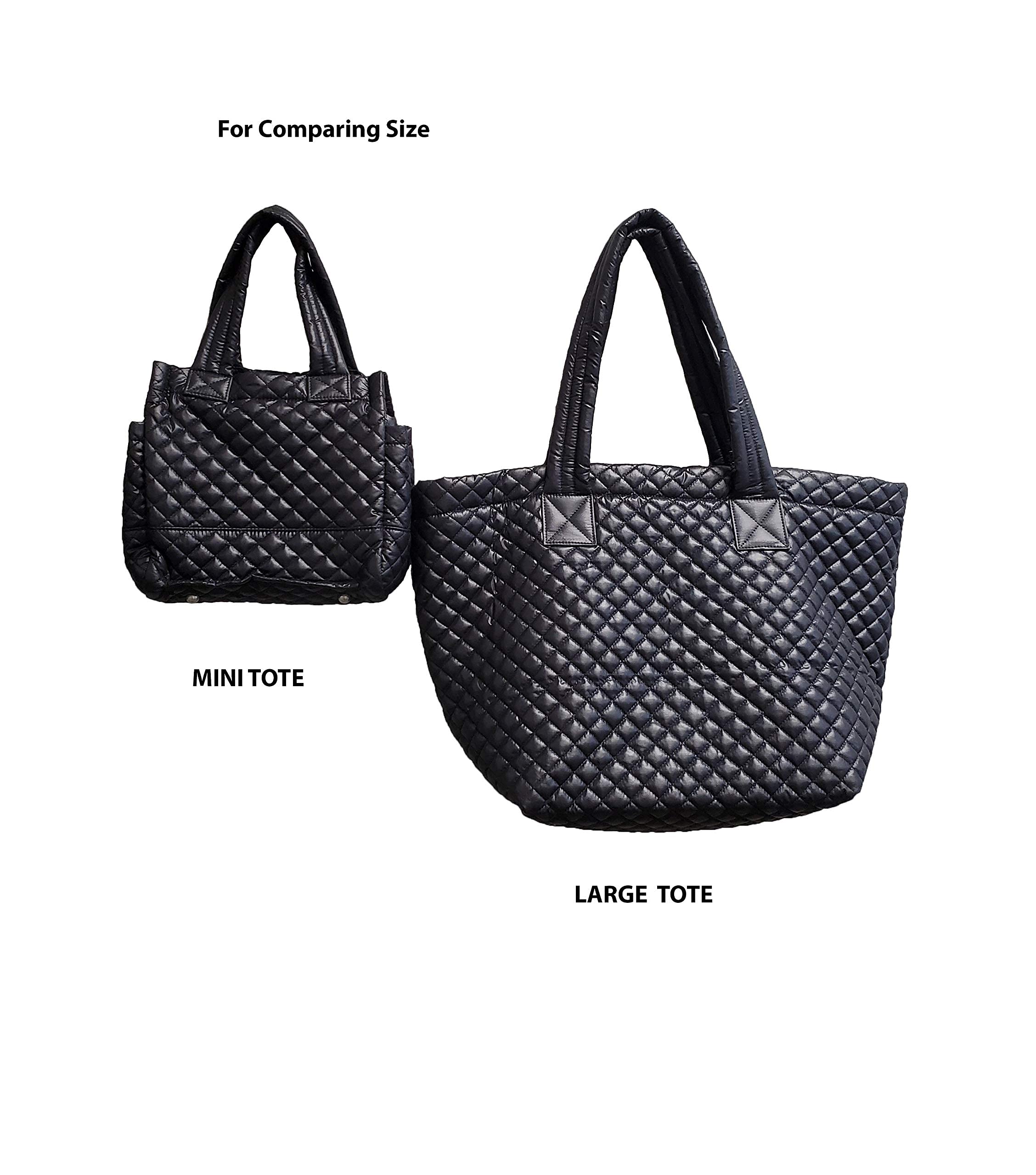 CLARANY Quilted Small Mini Tote water repellent (Black)