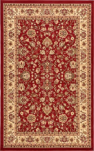 Unique Loom Sialk Hill Collection Area Rug - Washington (5' 3" x 8' Rectangle, Burgundy/ Cream)