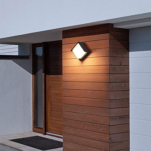 WRDY Black Outdoor Wall Lamp Led Courtyard Square Exterior Aisle Waterproof Balcony Terrace Modern Creative Home Garden Wall Lamp 1616 (cm) Wall Lights