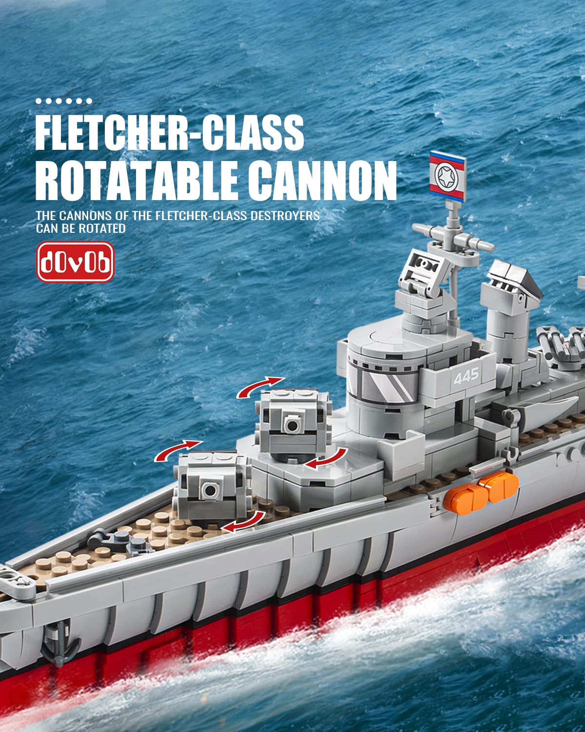 dOvOb Military Fletcher-class Destroyer Model Building Blocks Kit, 1338 Pieces Bricks, STEM Toys for Kits or Adult