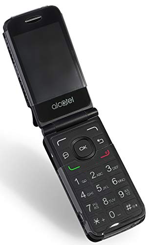 Case for Go Flip Phone, Nakedcellphone [Black Vegan Leather] Form-Fit Cover with [Built-in Screen Protection] and [Metal Belt Clip] for Alcatel Go Flip V, MyFlip, QuickFlip, AT&T Cingular Flip 2