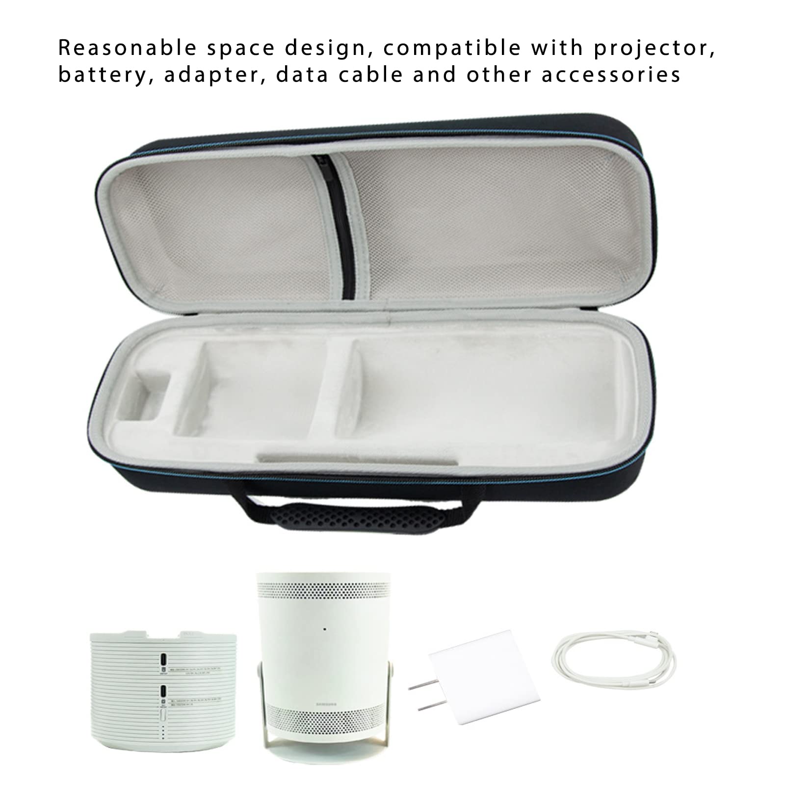 Case for Samsung The Freestyle Projector & Battery Base All Accessories Storage, Compatible with 30” - 100” The Freestyle 2nd Gen EVA Hard Bag Anti-Scratch Anti-Collision (Black)