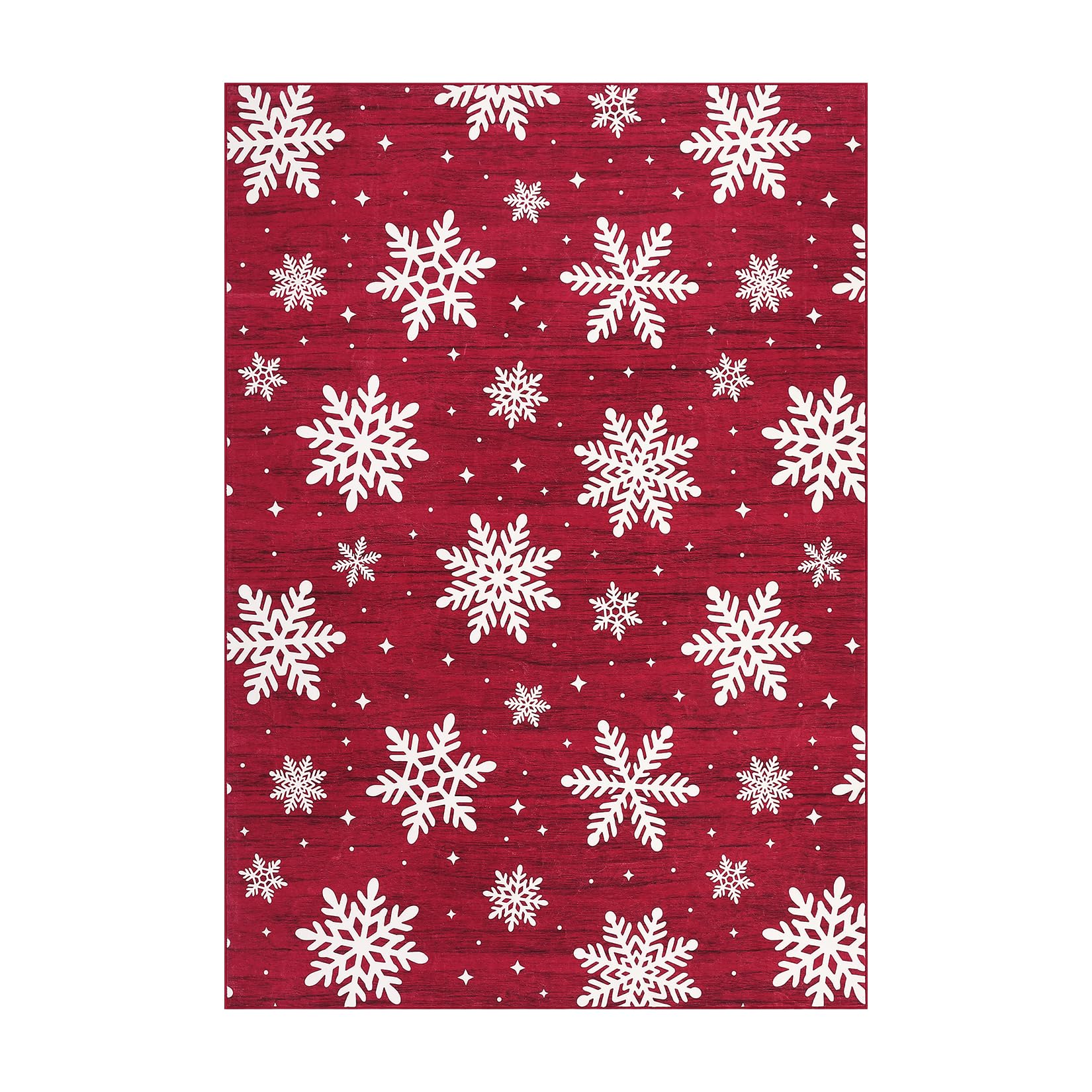 GarveeHome Christmas Runner Rug 2x6 Red Hallway Rug Snowflake Xmas Runner Washable Kitchen Rug Non Slip Bathroom Rug Holiday Decor Distressed Modern Abstract Soft Carpet for Bedroom Laundry 2'x6' Red