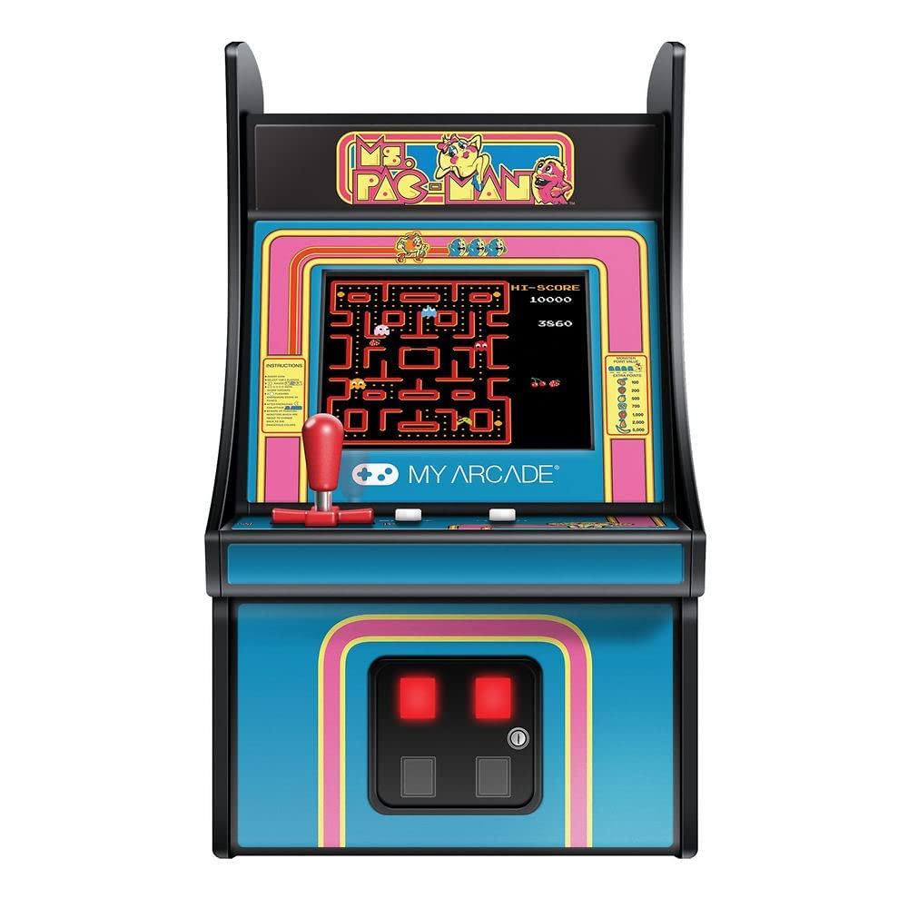 My Arcade Micro Player Mini Arcade: Ms. Pac-Man Video Game, Fully Playable, 6.75 Inch Collectible, Color Display, Speaker, Volume Buttons, Headphone Jack - Electronic Games