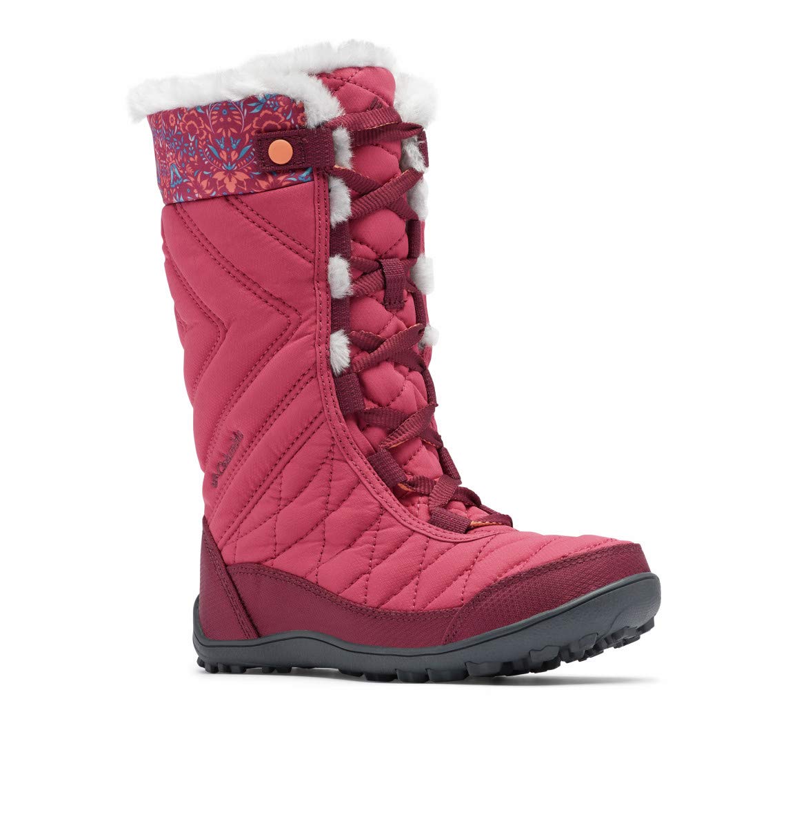 Columbia Minx™ Mid III Print Omni-Heat™ (Little Kid/Big Kid) Dark Fuchsia/Lychee 7 Big Kid M