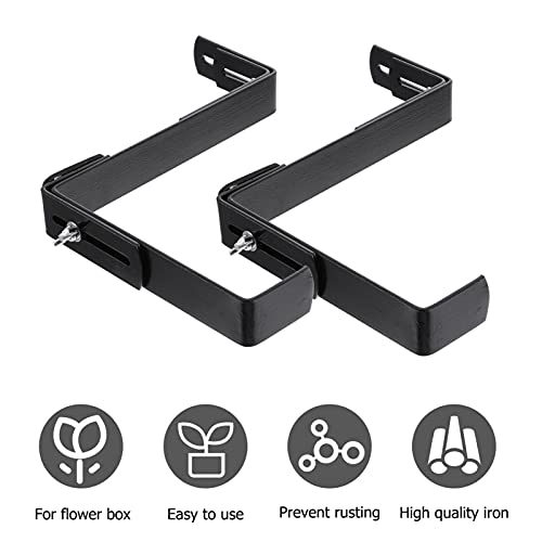Happyyami 2Pcs Adjustable Railing Hook Balcony Window Planter Box Hanging Planters for Patio Rail Planters Bird Feeder Hangers for Outside Wrought Iron Fence