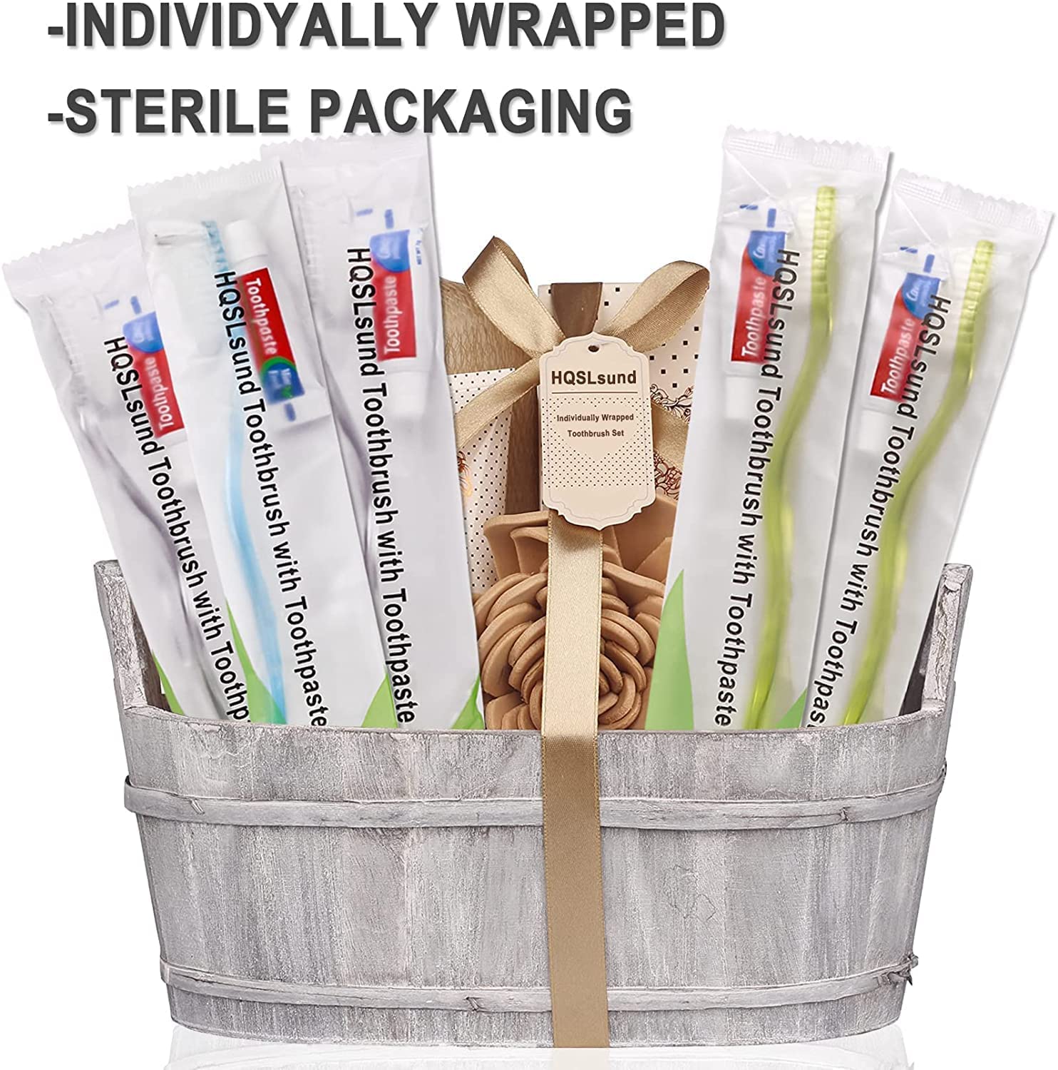 HQSLsund 120 Pack Disposable Toothbrushes with Toothpaste Individually Wrapped, Manual Travel Disposable Toothbrushes Bulk with 5g Travel Toothpaste, Adult Kid Travel Toiletries,3 Colors