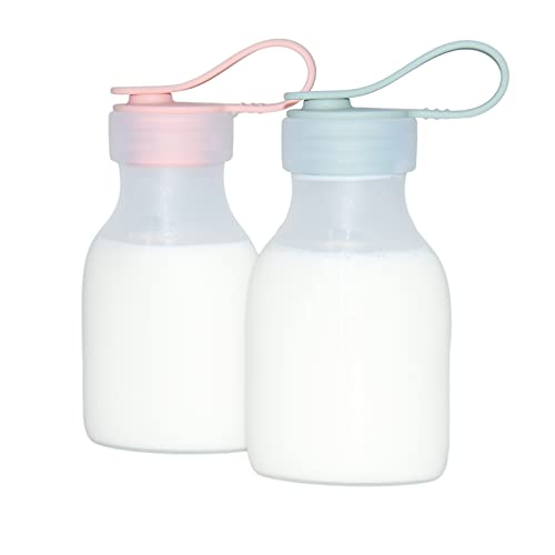 Reusable Milk Storage Bags Breastmilk -Leak Proof Breast Milk Bag 8oz/240ml Great for Traveling/On The Go Pumping- Reusable Baby Food Pouch Pink+Green 2PCS