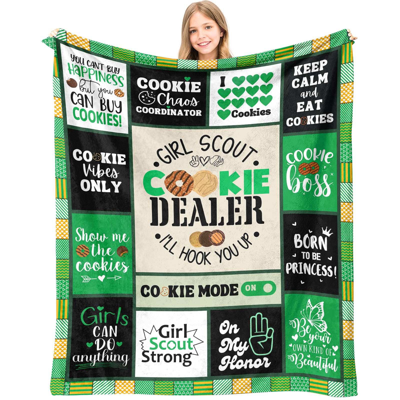 Girl Scout Gifts for Christmas, Xmas Gifts for Girl Scout, Girl Scout Cookie Sign Gifts, Girl Scouts Gifts, Girl Scout Bridging Gift, Girl Scout Cookies Gifts Throw Blanket 60 x 50 Inch