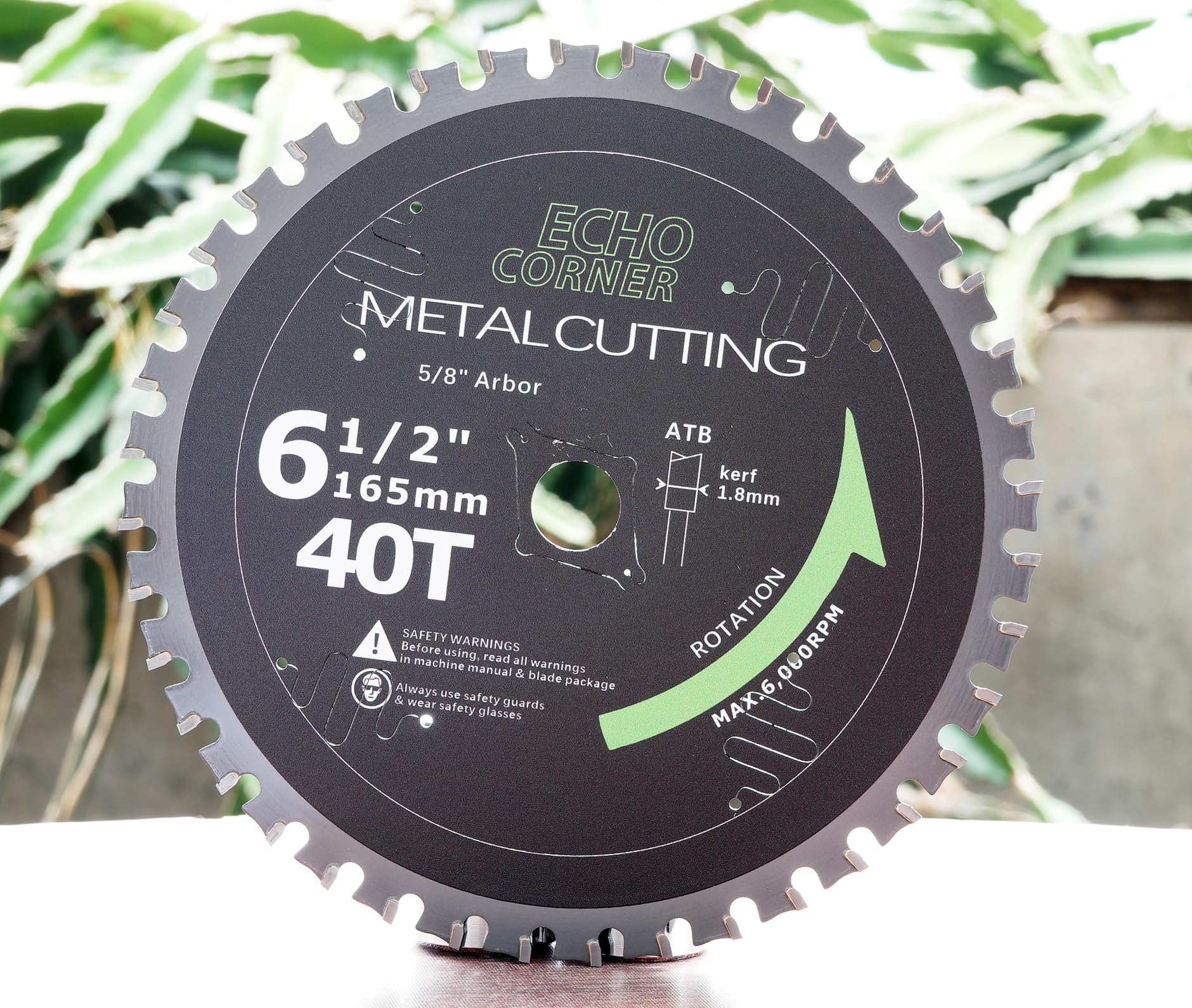 Echo Corner 6-1/2" Steel Cutting Circular Saw Blade, for Mild Steel Sheet Carbon Steel Plate Angle-Iron or Other Tough Metal, Carbide TCT 40-Tooth 5/8" Arbor