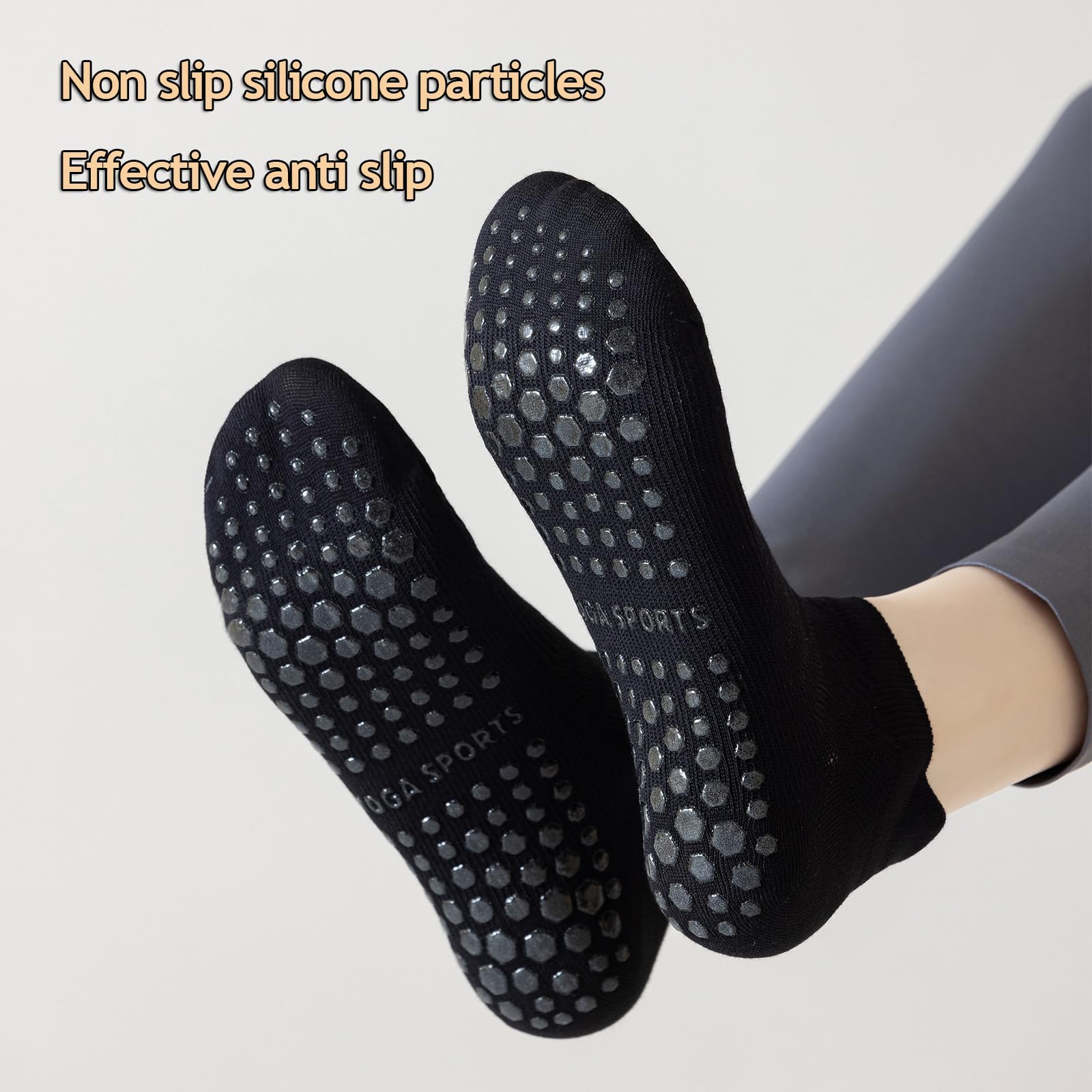 BIVOLU Non Slip Yoga Socks for Women Pilates,Barre,Workout,Dance Mesh Lace Anti-Skid Socks 3 Pack
