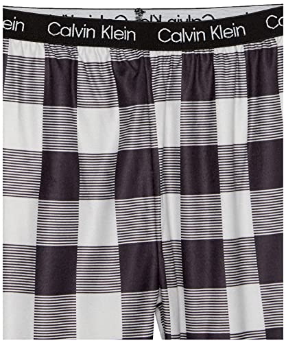Calvin Klein Boys' Long Sleeve Tee Jogger Pajama Set, Black Buffalo Plaid