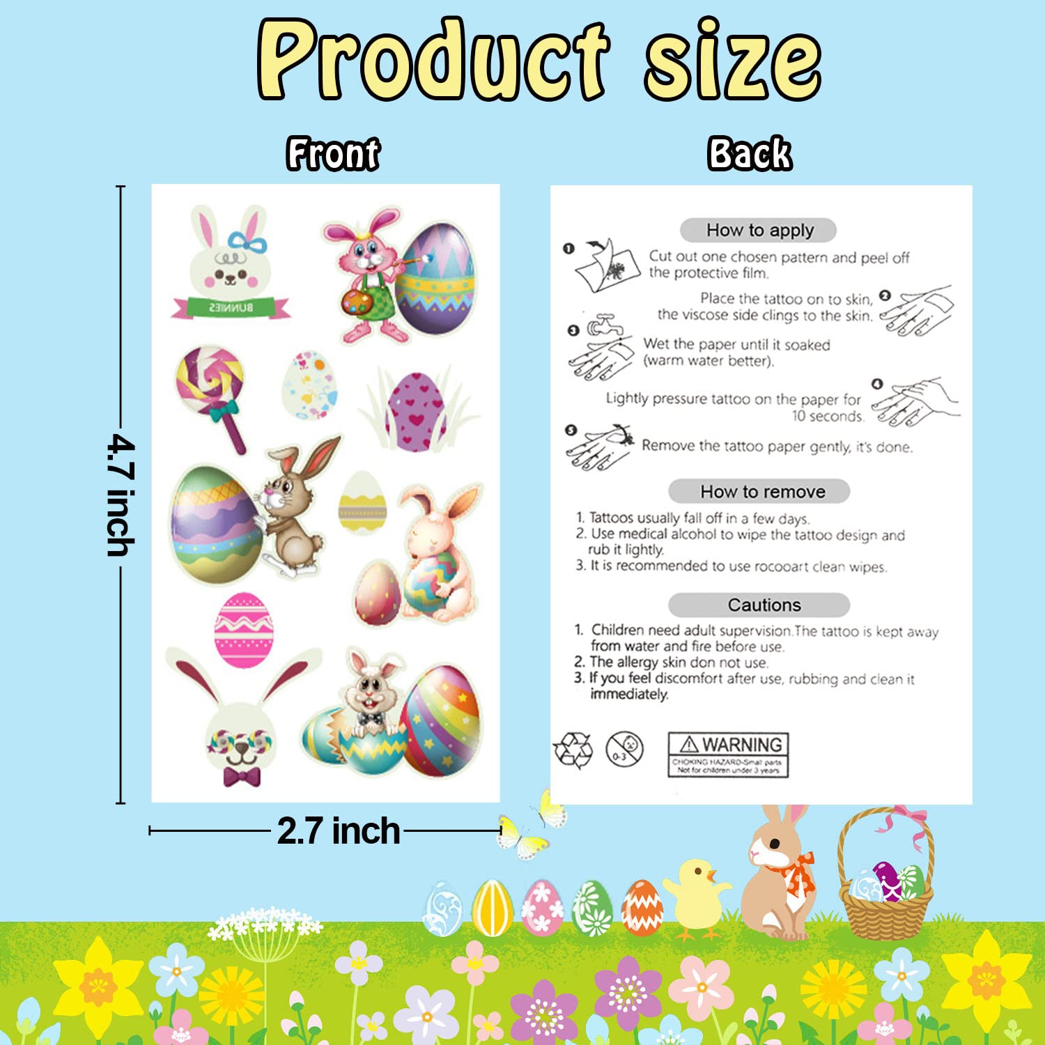 Partywind 115 Styles Luminous Easter Temporary Tattoos for Kids, Glow Easter Party Supplies Favors Decorations, Fake Tattoo Stickers with Easter Eggs for Basket Stuffers