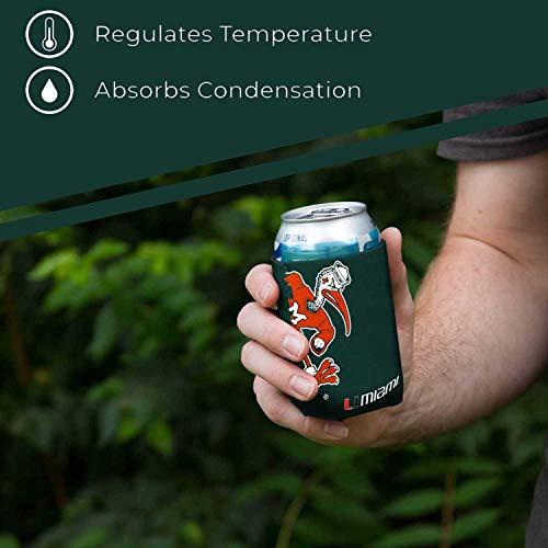 Campus Colors 4 Pack Variety Can and Bottle Cooler Tailgate Bundle (Miami Hurricanes - Multicolor)