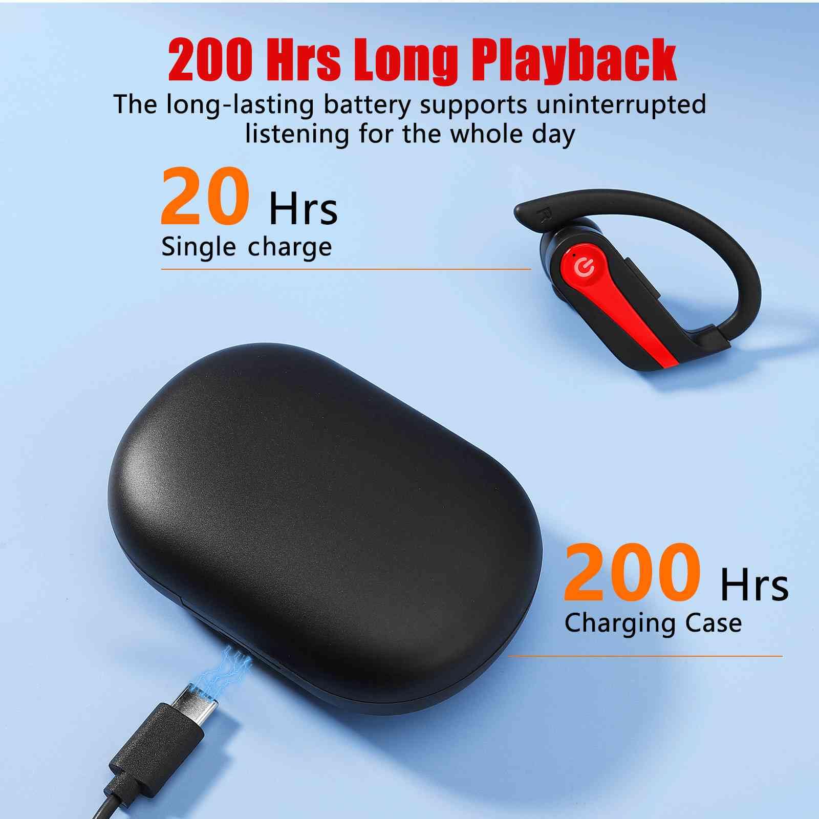 Q63 Wireless Earbuds for Samsung Galaxy Tab A7 Lite with Immersive Sound True 5.0 Bluetooth Over The Ear Sport Headphones with a Charging Case - Stereo Calls Touch Control IPX7 Sweatproof Deep Bass