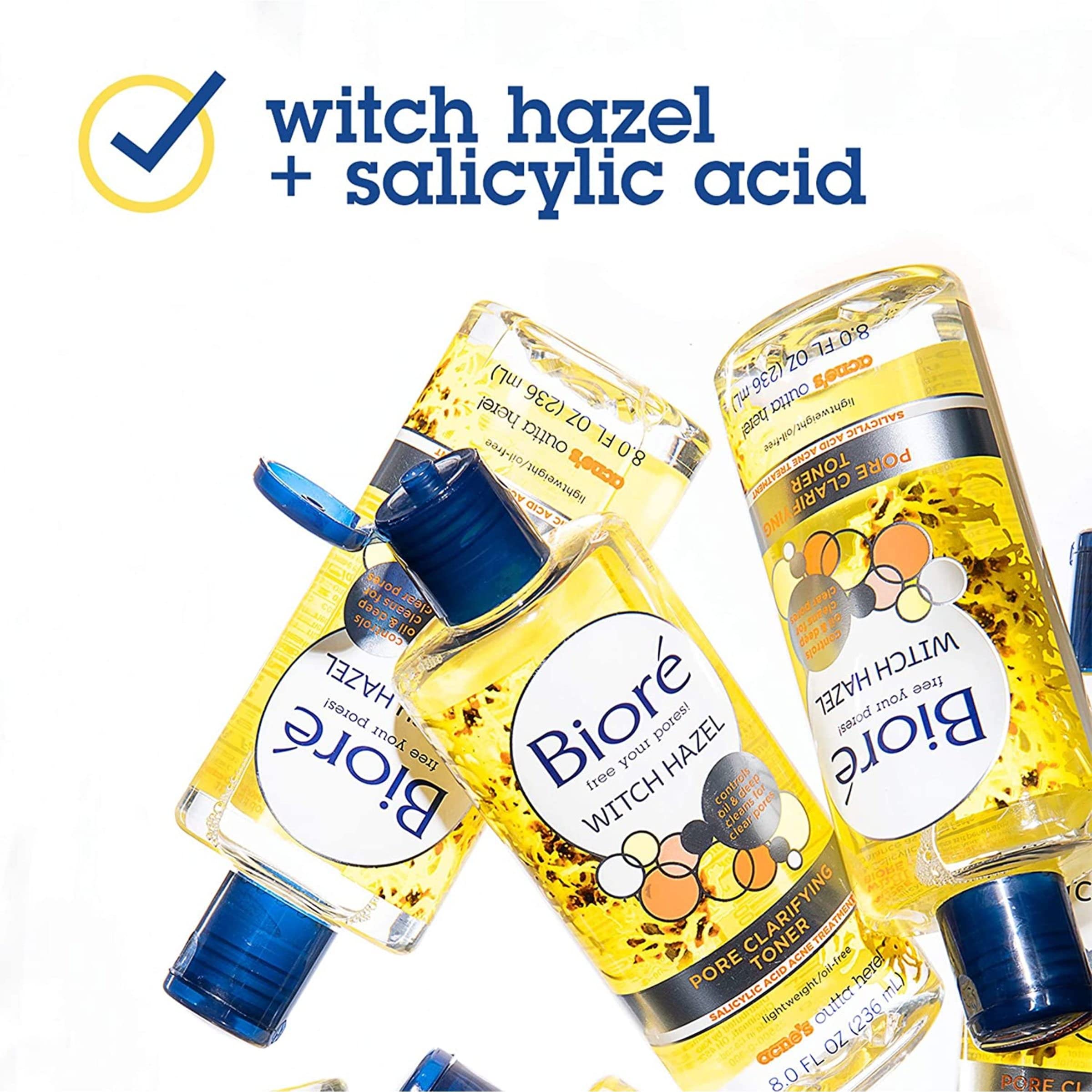 Bioré Witch Hazel Pore Clarifying Toner, with 2% Salicylic Acid for Acne Clearing and Balanced Skin Purification, 8 Ounce (HSA/FSA Approved)