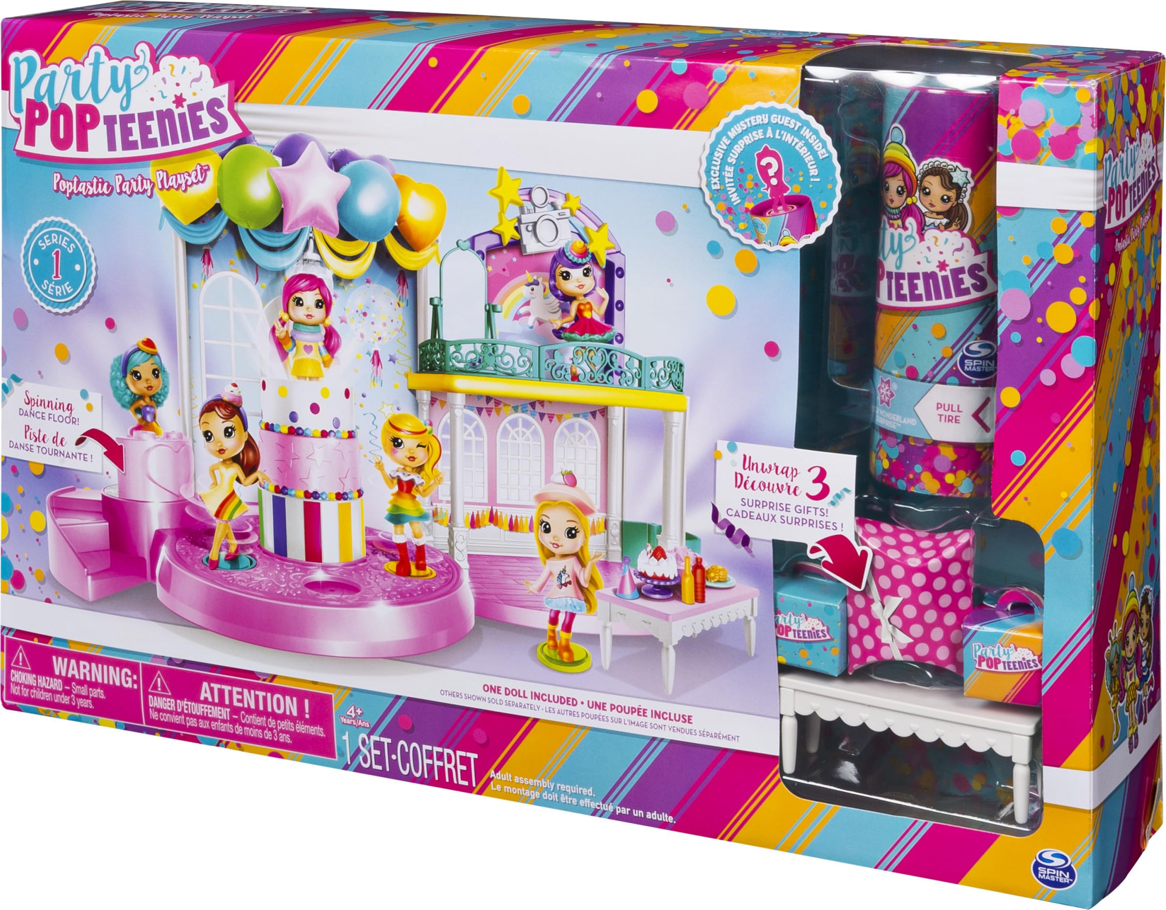 Party Popteenies - Poptastic Party Playset with Confetti, Exclusive Collectible Mini Doll and Accessories, for Ages 4 and Up, Standard