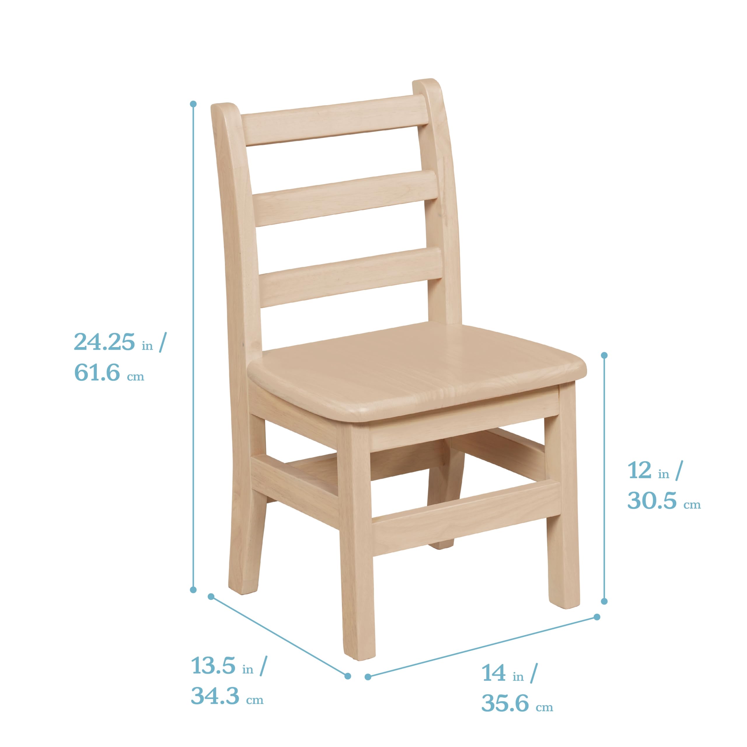 ECR4Kids 24in x 48in Rectangular Hardwood Table and Chair Set, 12in Seat Height, Kids Furniture, Dark Walnut