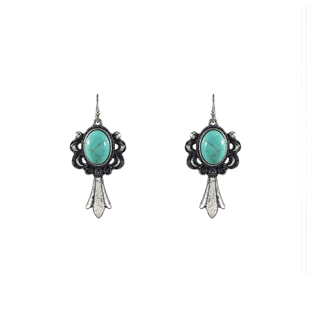 Turquoise Vintage Squash Blossom Metal Statement Necklace/w Earrings (No.97)