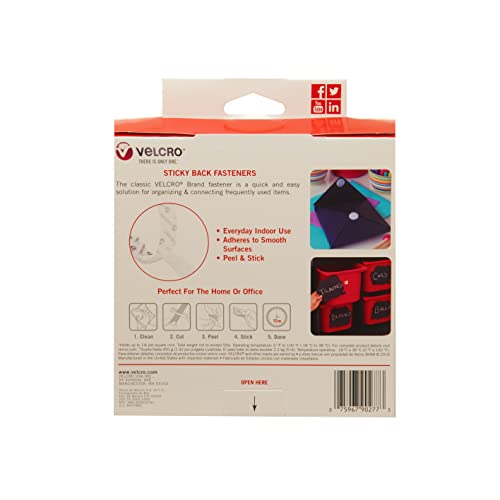 VELCRO Brand - Sticky Back Hook and Loop Fasteners β Peel and Stick Permanent Adhesive Tape Keeps Classrooms, Home, and Offices Organized β Cut-to-Length Roll | 15ft x 3/4in Tape | White