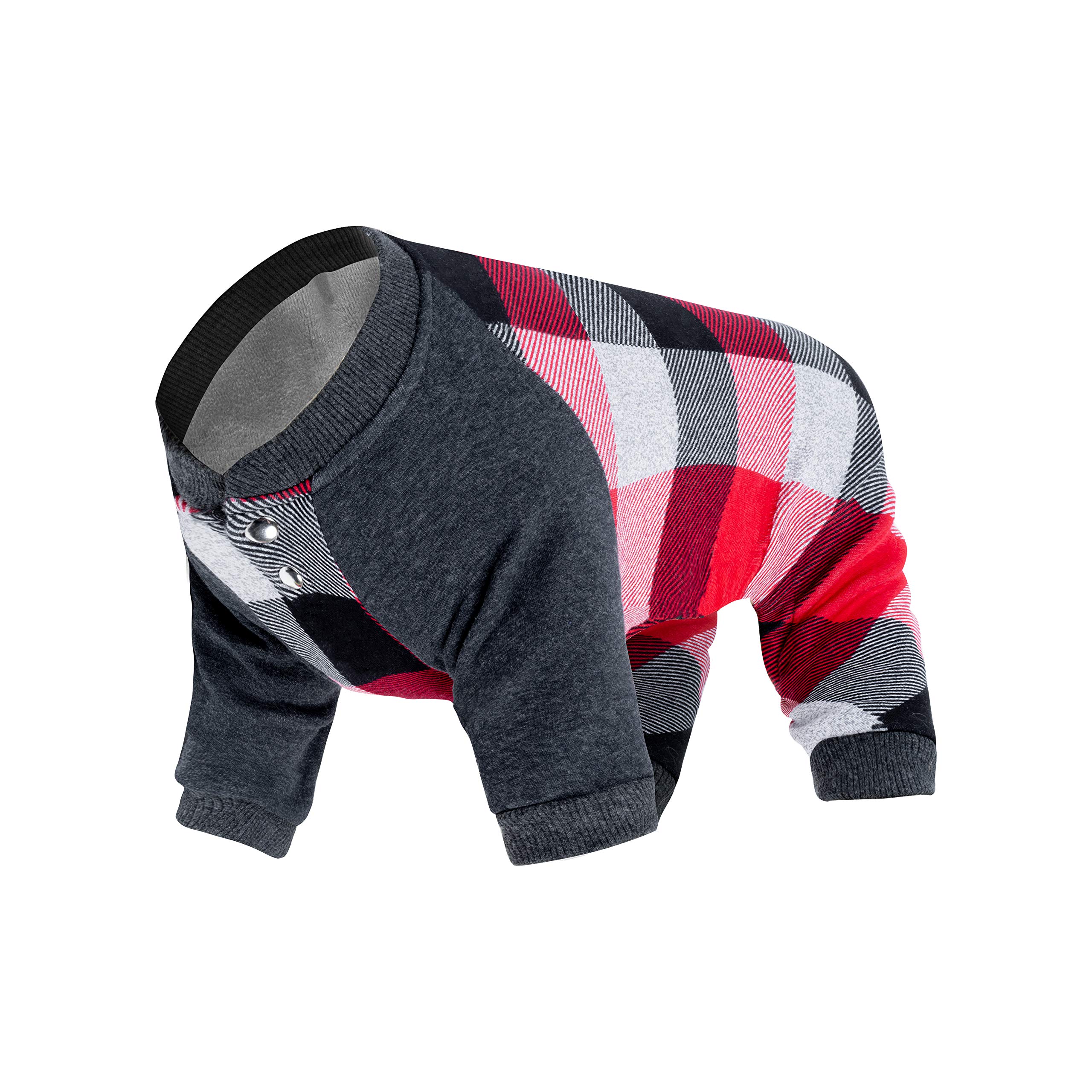 Canada Pooch Frosty Fleece Dog Sweatsuit Plush-Lined Dog Onesie (20, Plaid), 20 (19-21" Back Length)