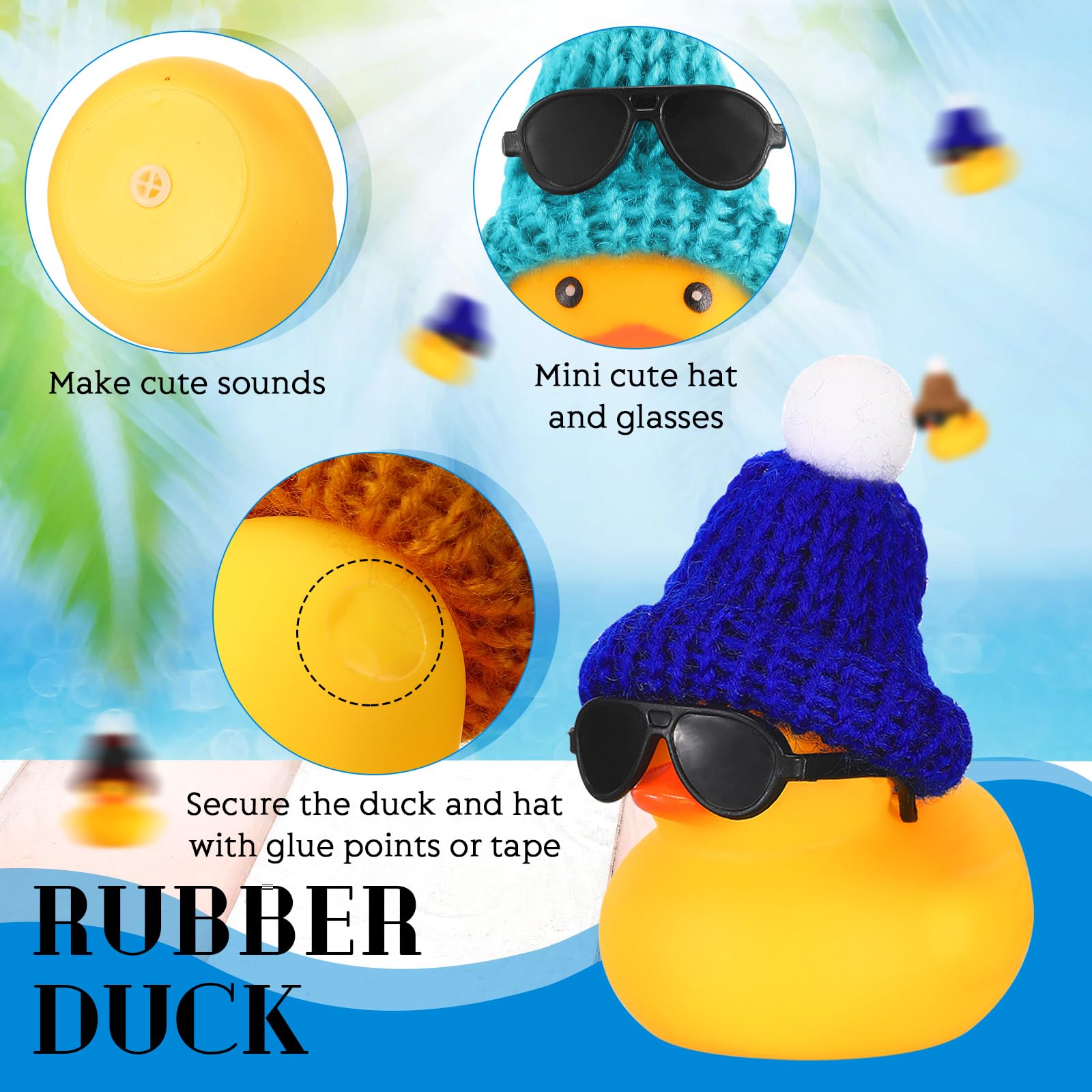 Chivao 12 Pcs Mini Rubber Ducks with Sunglasses/ Glasses and Hats/ Necklace, Cruise Rubber Ducks in Bulk Valentine's Day gift Small Duck Bathtub Toy for Hiding Party Favor(Yellow, Cute Style)