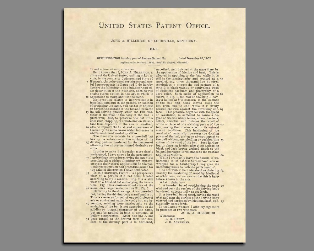 Patent Prints - Louisville Slugger Patent Art - Baseball Wall Art - Patent Art Poster (8.5 x 11) - 73