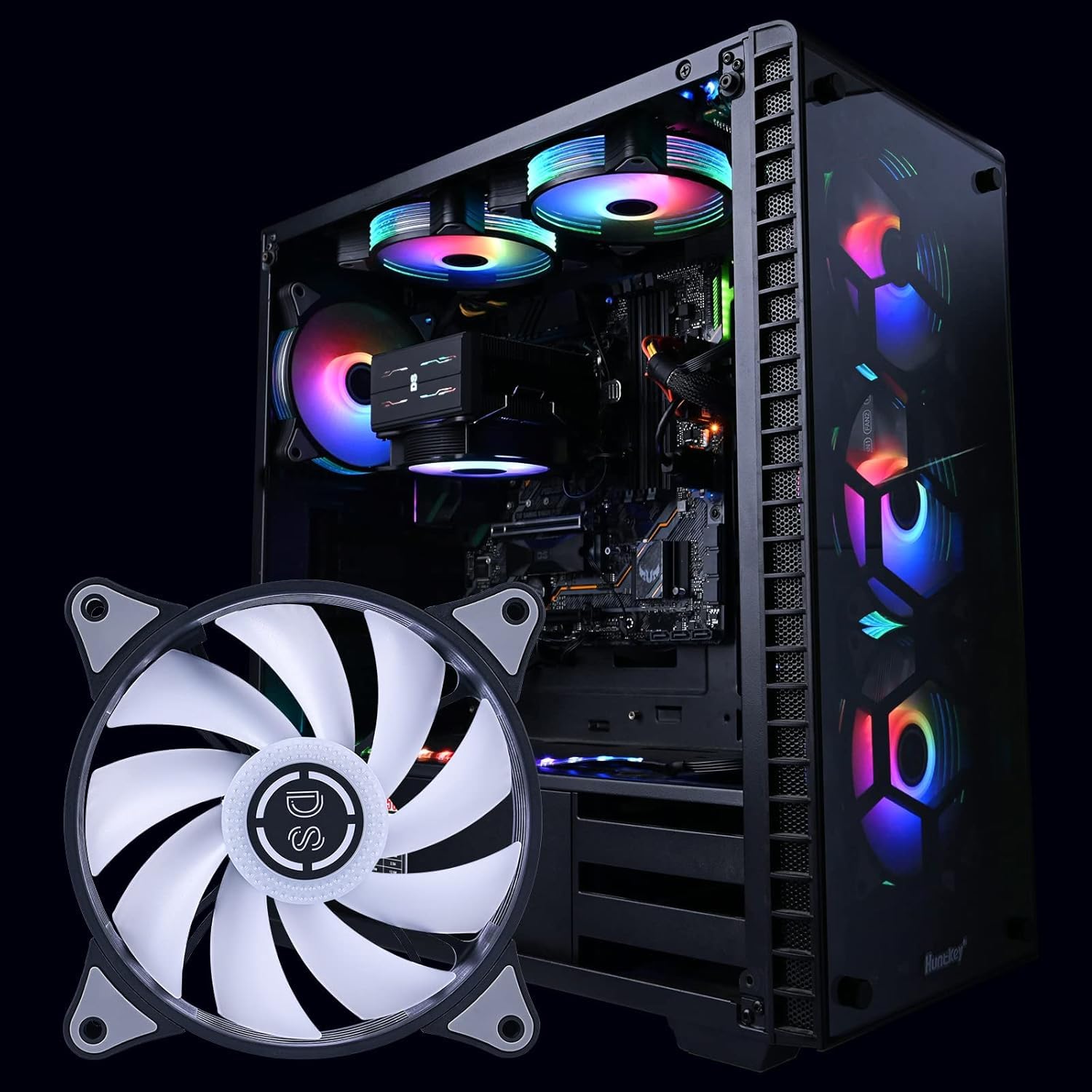 DS 120MM Case Cooling Fan for Computer Case, Fans Side LED Running Lights Effect for PC Case, ARGB Fans with Controller Kit (6Pack RGB Fans kit, G Series)