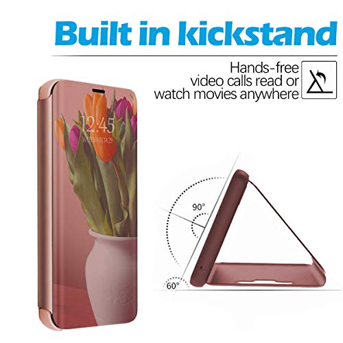 Cases Compatible with Samsung Galaxy Note20 Ultra 5G Cell Phone, Clear View Mirror Flip, PU Leather with Kickstand Protective Cover for Samsung Note 20 Ultra 6.9in