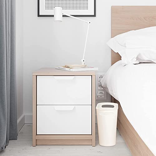 HZSOOCH 3 Pack Slim Waste Basket 3.2 Gallon 12L Plastic Small Trash Can, Office Trash Can, Slim Garbage Container Bin, Small Wastebasket with Handles for Narrow Spaces Bathroom, Kitchen (White)