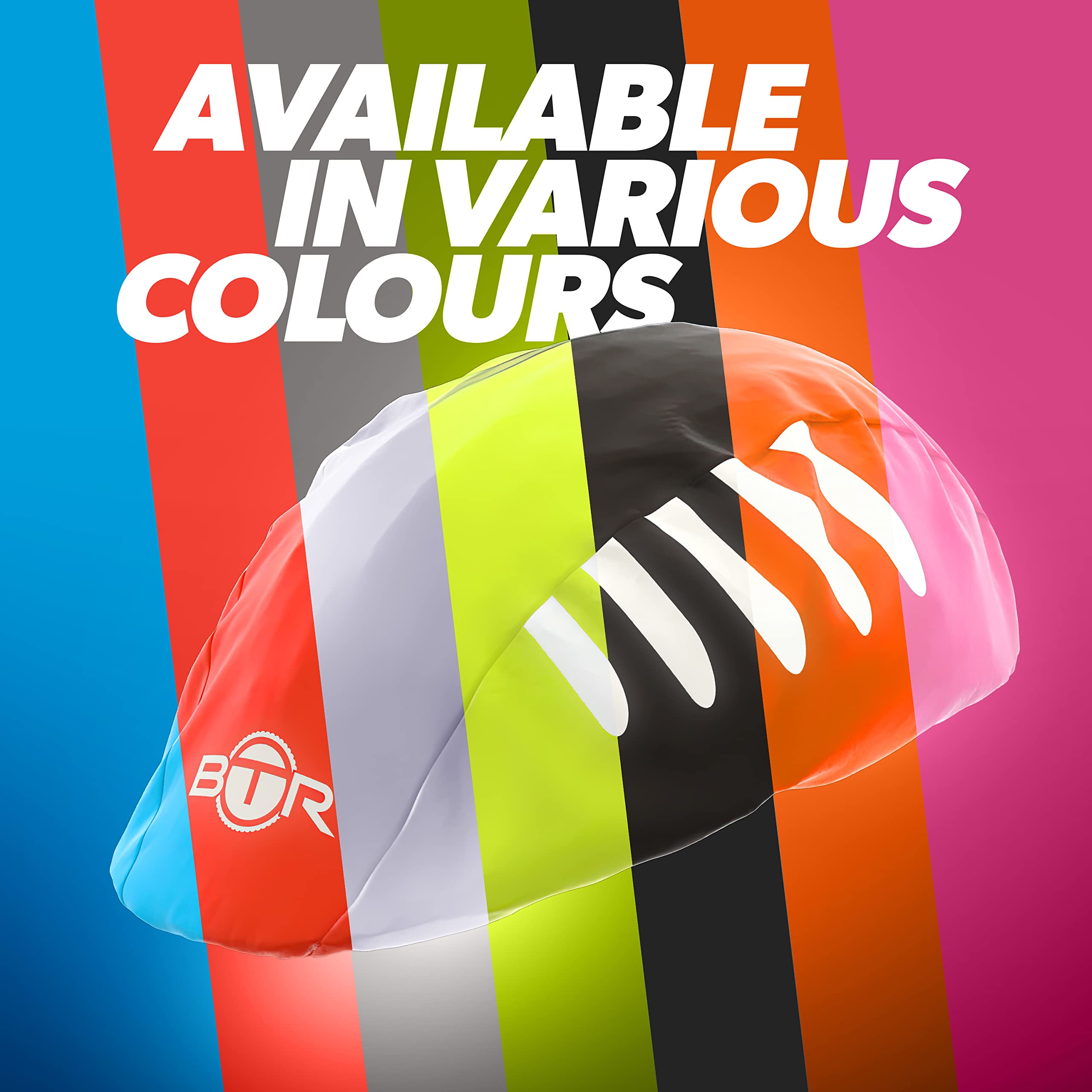 BTR High Visibility PINK Universal Size Bike/Bicycle Waterproof Helmet Cover with Reflective Stripes - One Size Fits All