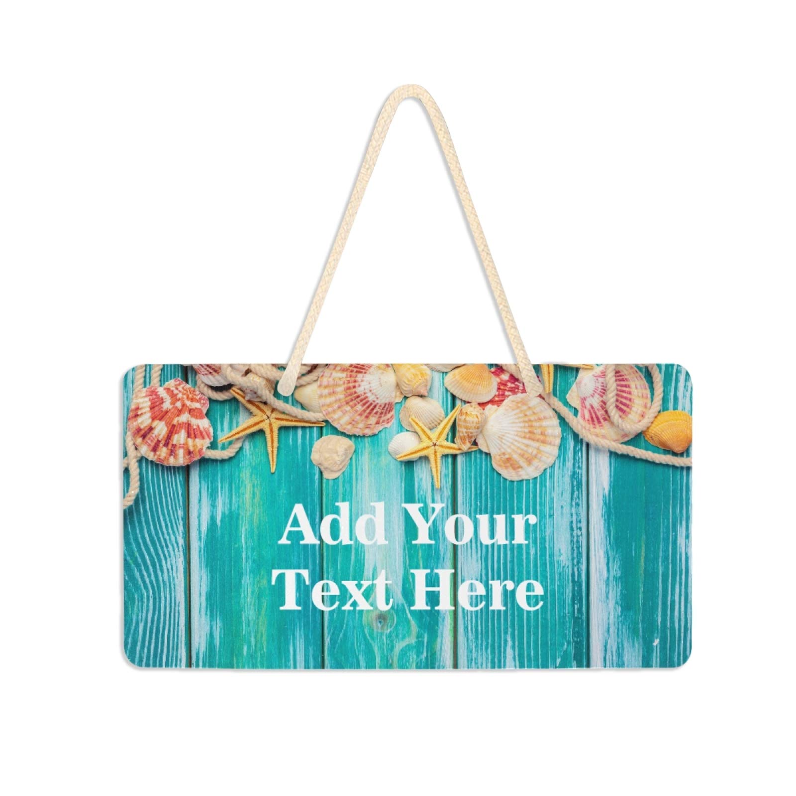 Starfish Shell Wood Grain Personalized Board Hanging Door Sign 6" x11" Welcome Sign Front Porch Wall Plaque House Wood Sign Garden Yard Home Farmhouse Decor Hanging
