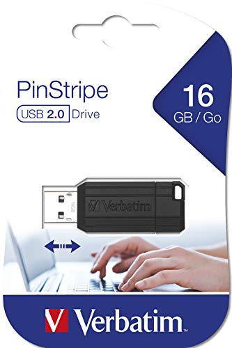 Verbatim 16 GB Pinstripe USB Flash Drive, Black 49063