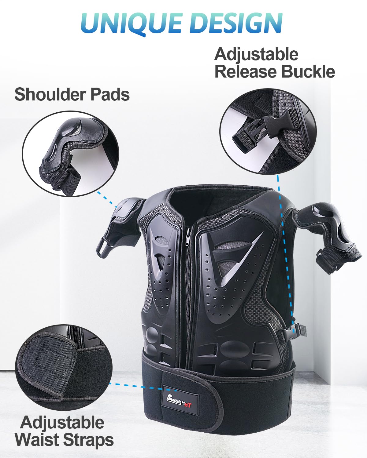 StarknightMT Kids Motorcycle Armor Suit Dirt Bike Gear Riding Protective Chest Spine Back Protector Shoulder Arm Elbow Knee Protector Pads for Cycling Skateboard,Skiing,Skating,Off-Road