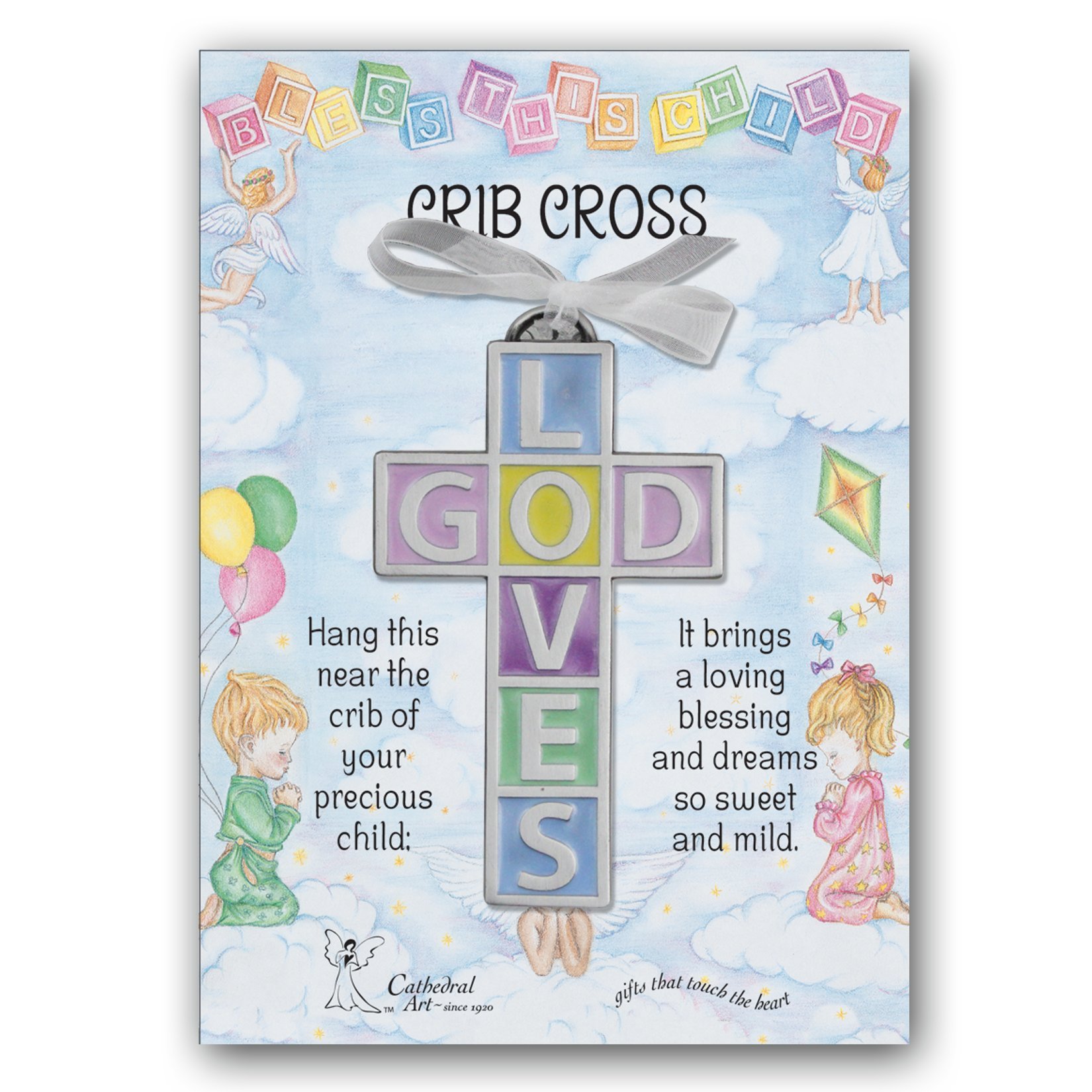 Cathedral Art (Abbey & CA Gift God Loves Colorful Crib Cross, Multicolor