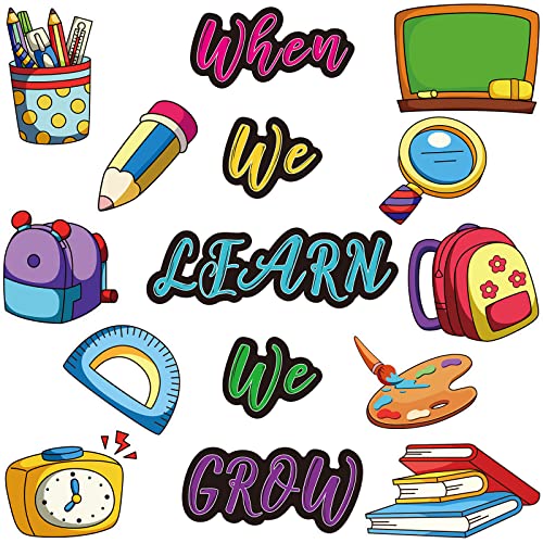 Pajean 60 Pieces When We Learn We Grow Paper Cut Outs Classroom Bulletin Board Set School Wall Decorations for Kids Boys Girls School Classroom Decor, JB-220701-G