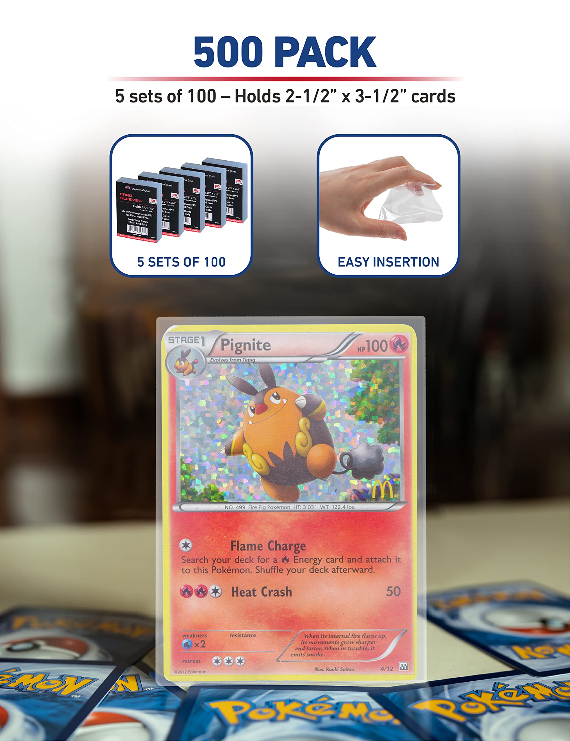 Professional Grade Penny Sleeves, Baseball, Basketball, Football, Pokémon, YUGIOH, MTG Card Holders and Protector Soft Sleeves 500 Count