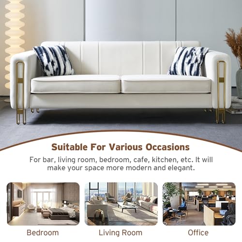EVERGRATE FURNITURE 85” Sofa Couch for Living Room, Modern 3 Seater Comfy Sofa with Extra Deep Seats,Velvet Fabric Couches for Small Space,Apartment