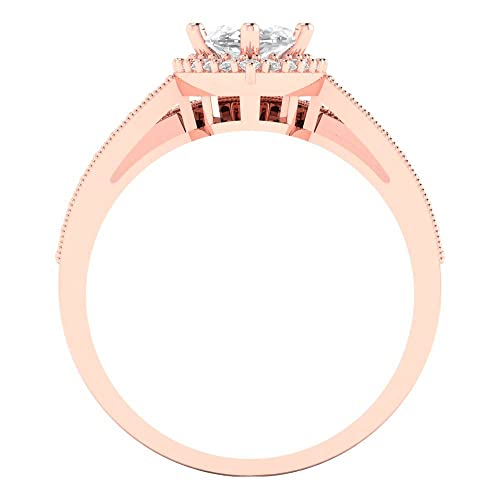Clara Pucci 2.26ct Marquise Round Cut Laser Engraving Pave Halo White Sapphire Designer Statement Ring Band Set 18K Rose Gold Size 10