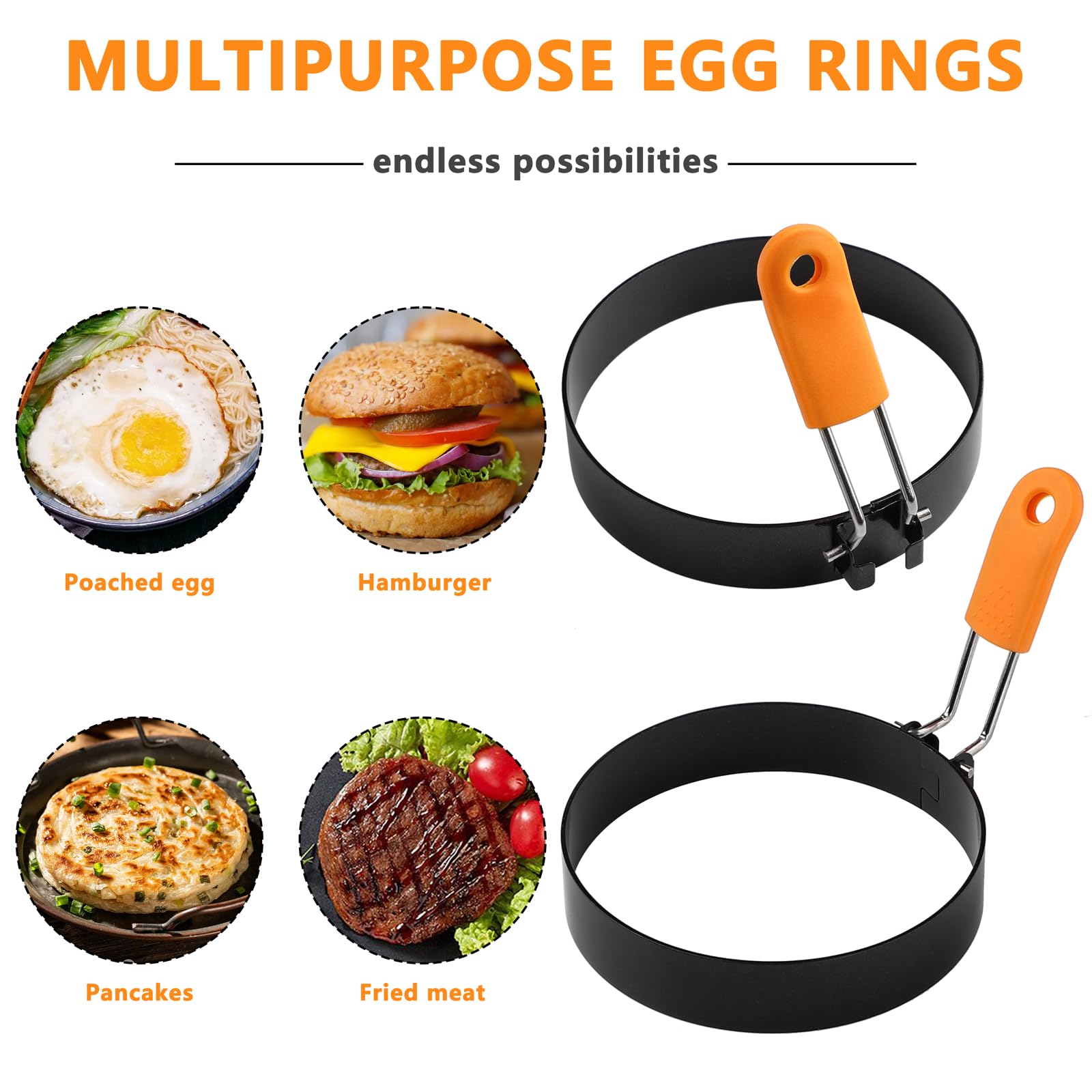 Egg Rings Set of 8 Pancake Mold Stainless Steel Egg Ring for Griddle Nonstick Omelette And Pancake Rings for Muffins (Set of 8)