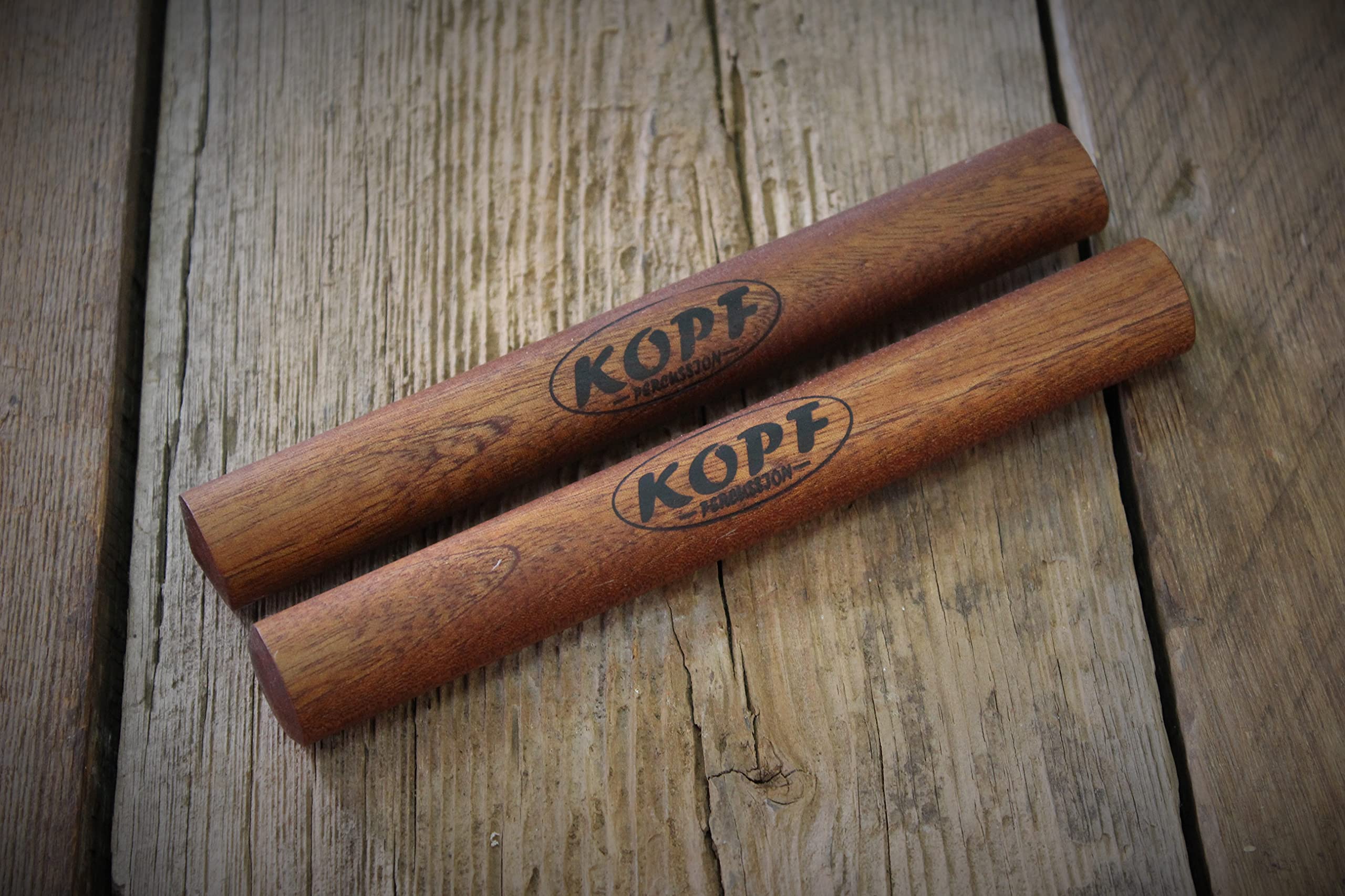 Professional Mahogany Wood Claves Musical Instrument | Set of 2 claves, size 8" X 1" | Smooth Finish | Solid Hardwood Percussion Instrument | Warm Musical Tone | Handmade in USA by Kopf Percussion