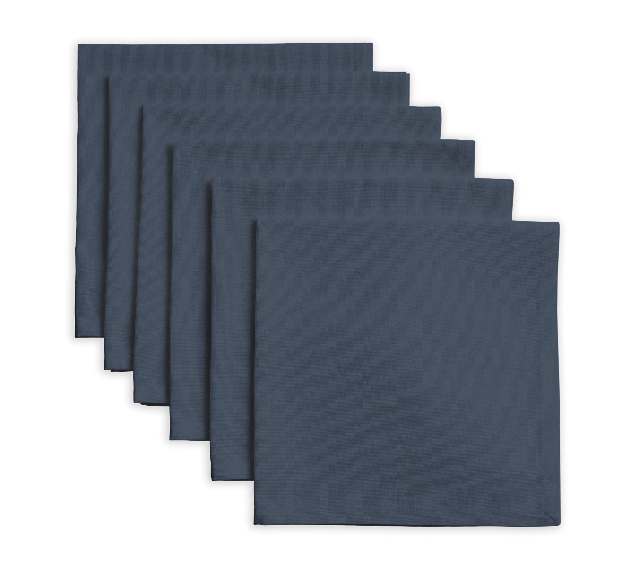 Cloth Dinner Napkins Cotton Washable Calicot 16x16 Inch Napkins Cloth|Absorbent Reusable Durable Decorative Set of 6 Table Napkins for Spring, Easter Decor,BBQ,Hotel &Outdoor Parties|Dark China Blue