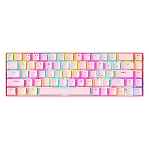 Qksky Wired Gaming Mechanical Keyboard 68 Key LED Backlit Two-Color Injection Luminous Keyboard for Laptop and Gamer Pro 68 Key Gaming Keyboard USB