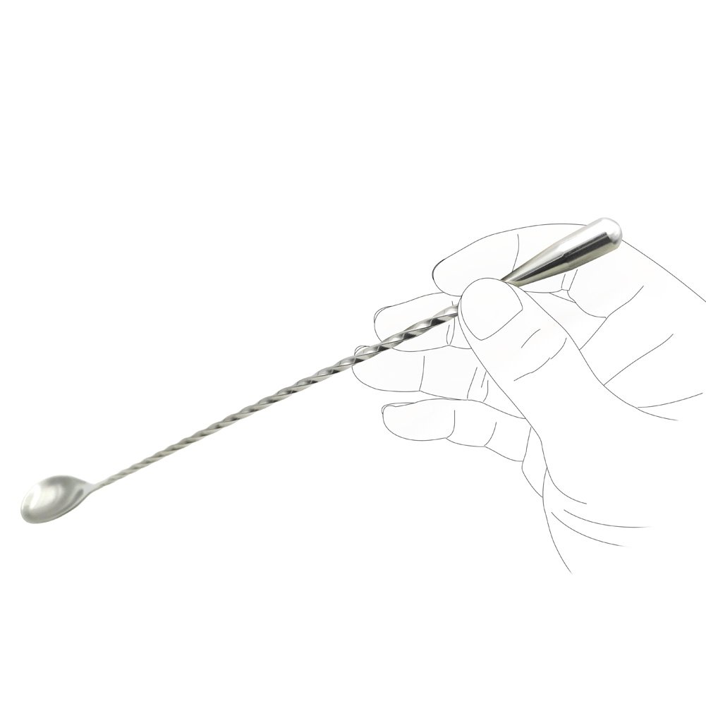 GFDesign 15.7“ Extra Long Cocktail Mixing Spoon Set Food-Grade 18/8 Stainless Steel Stirrer Spiral Pattern Bar Cocktail Shaker Spoon for Ice Cream Smoothies Malts Milkshakes Juice Coffee Tea Drink